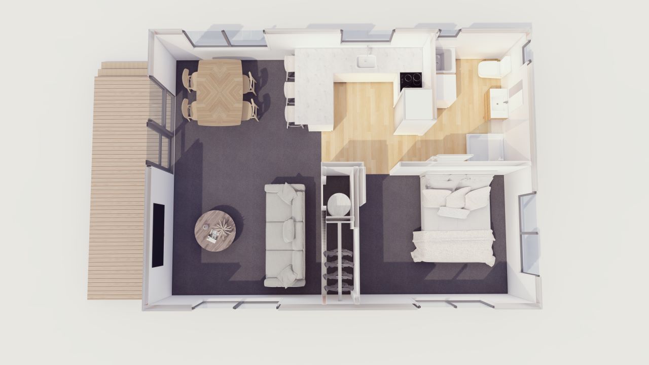 50m2 Peninsula Kitchen | 1 Bedroom | Ezyline Homes